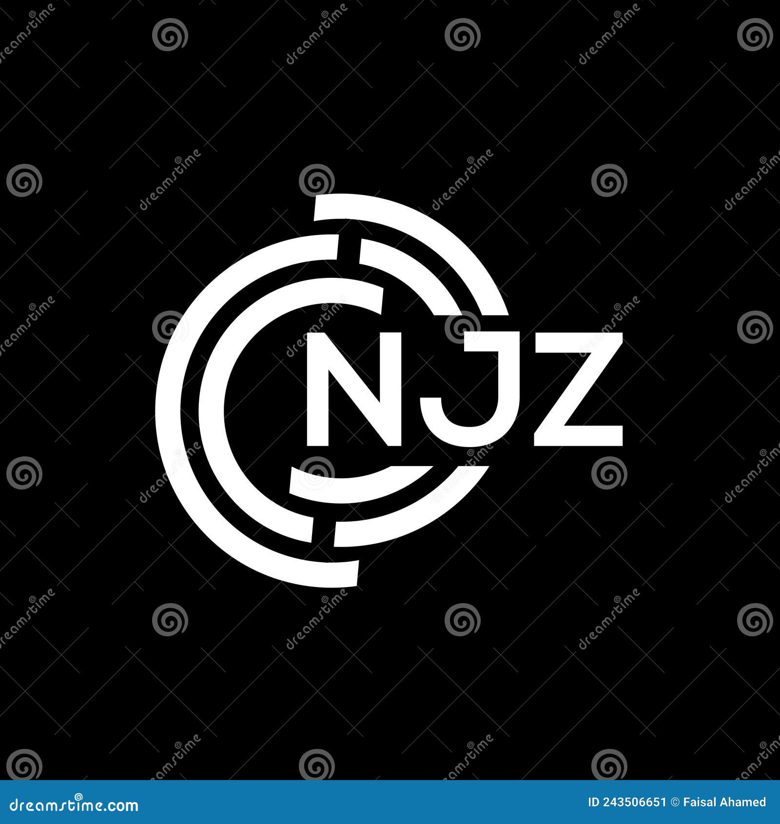 NJZ Letter Logo Design on Black Background.NJZ Creative Initials Letter ...