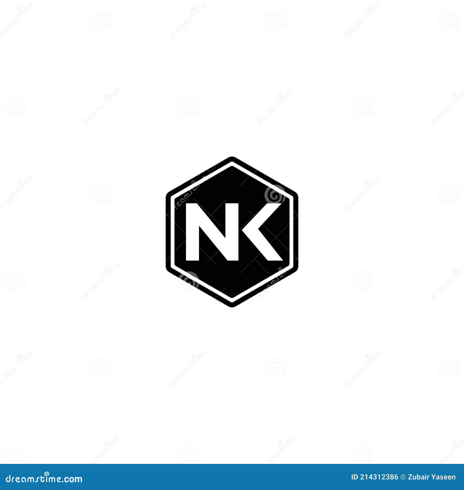 NK and KN N or K Initial Letters Hexagon Shape Monogram Logo Design ...