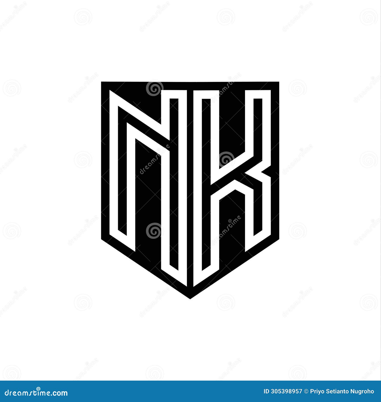 NK Logo Monogram Shield Geometric White Line Inside Black Shield Color ...