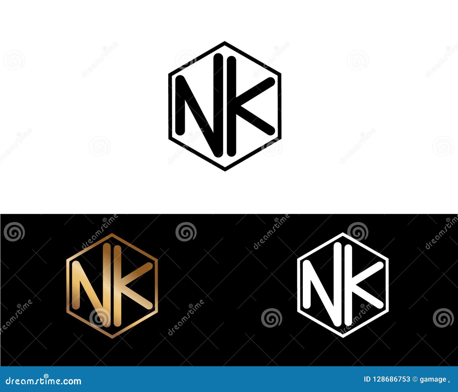 NK Letters Linked with Hexagon Shape Logo Stock Vector - Illustration ... NK Letters Linked with Hexagon Shape Logo Stock Vector - Illustration ...