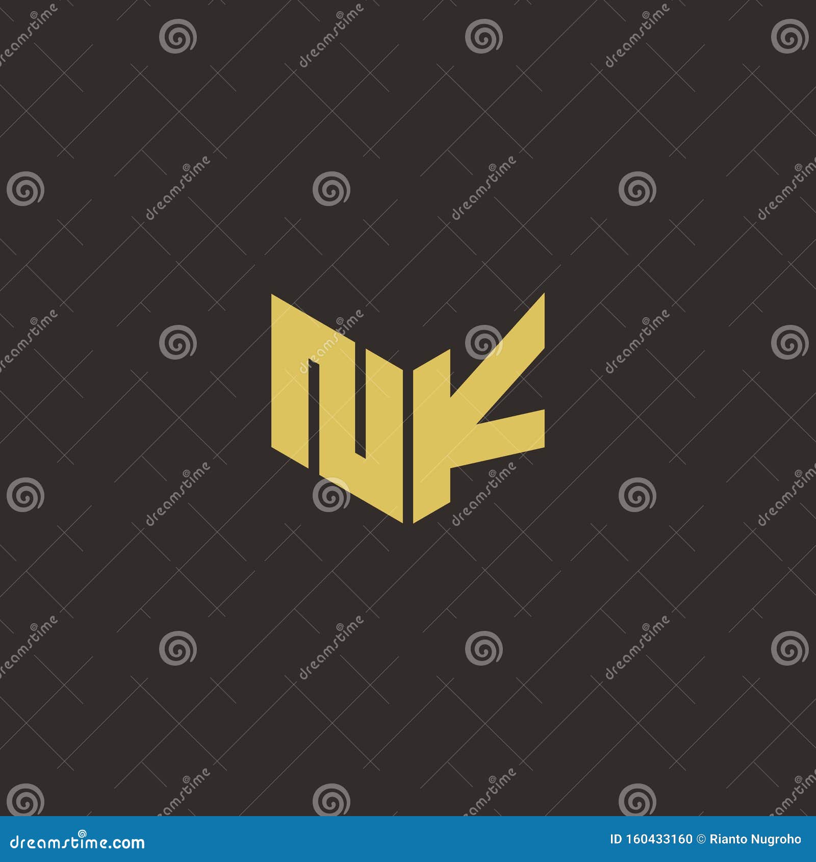 NK Logo Letter Initial Logo Designs Template with Gold and Black ...