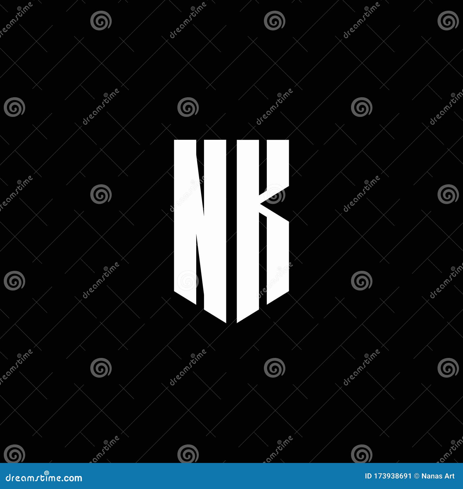 NK Logo Monogram with Emblem Style Isolated on Black Background Stock ...