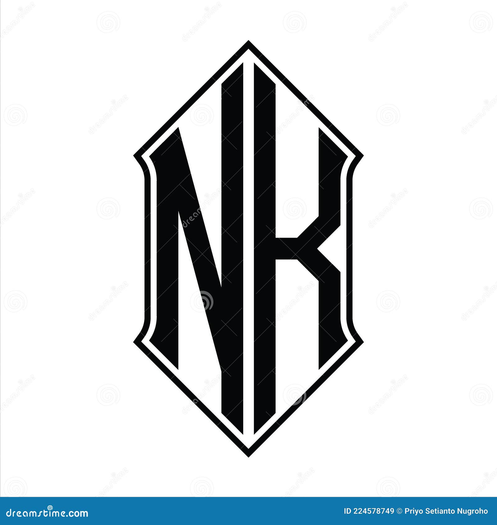 NK Logo Monogram with Shieldshape and Outline Design Template Vector ...