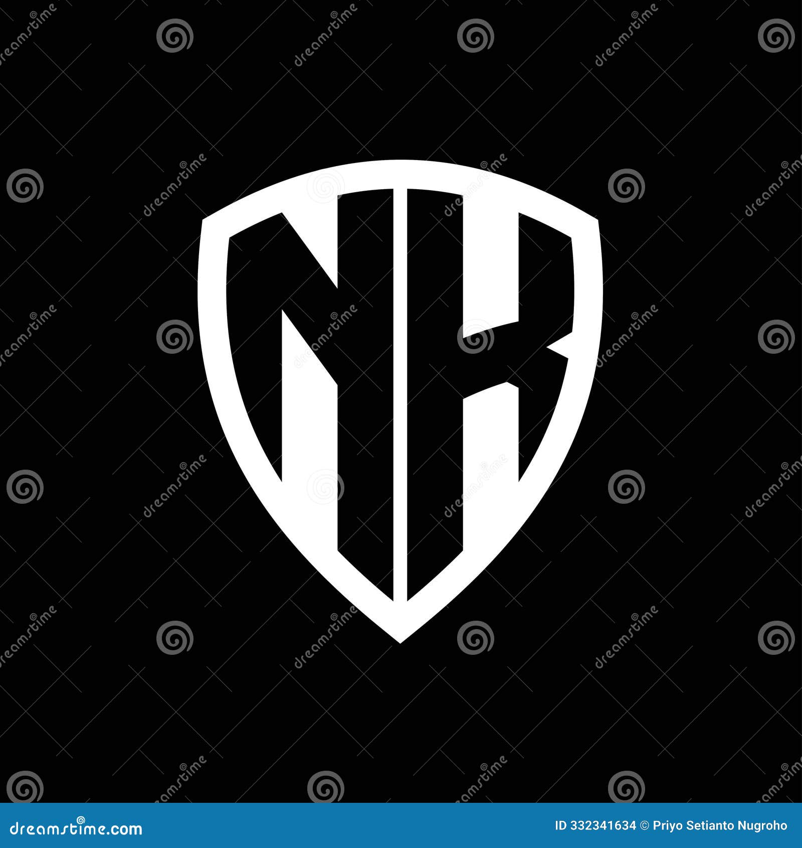 NK Monogram Logo with Bold Letters Shield Shape with Black and White ...