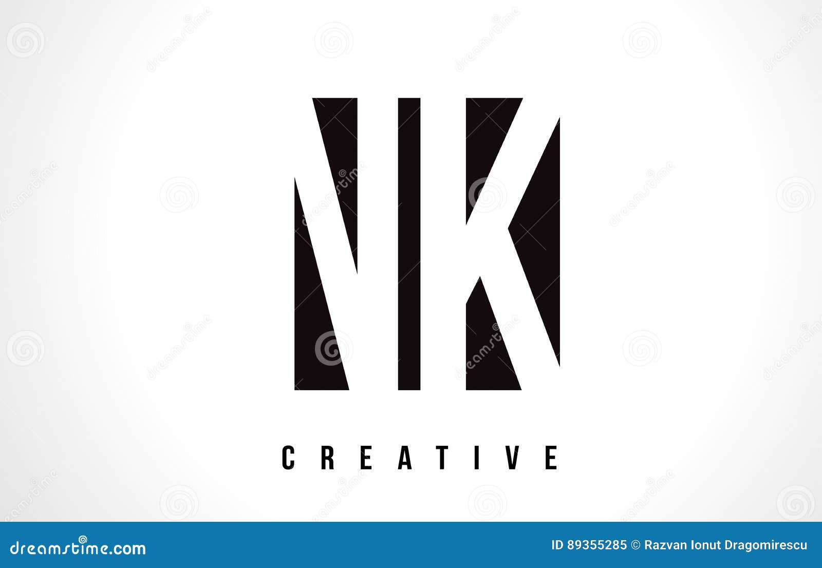 NK N K White Letter Logo Design with Black Square. Stock Vector ...