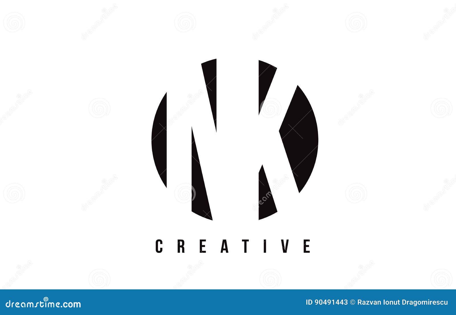 NK N K White Letter Logo Design with Circle Background. Stock Vector ...