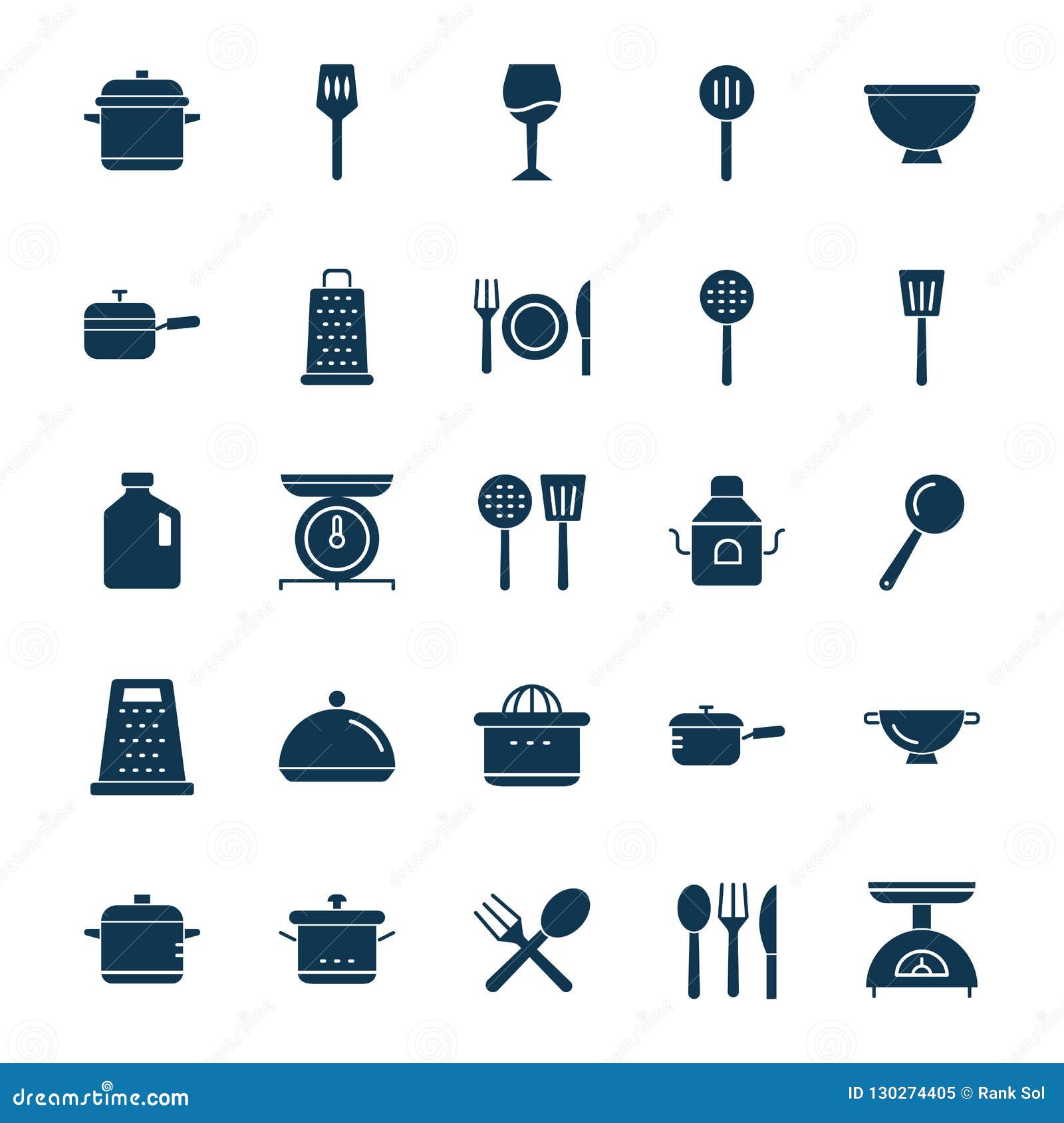 Kitchen Utensils Isolated Vector Icon Set Can Be Easily Modified Or