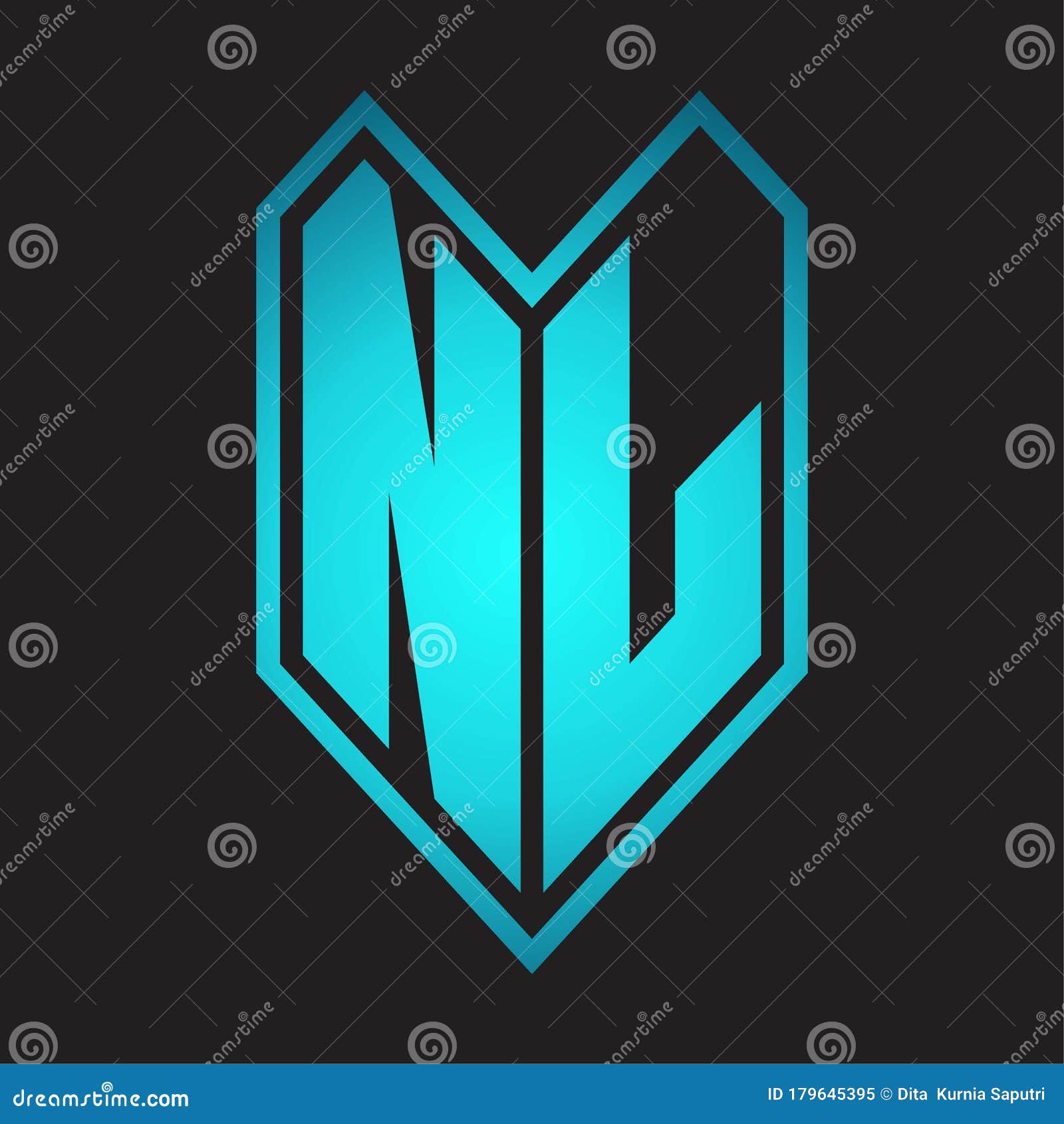 NL Logo Monogram with Emblem Line Style Isolated on Blue Gradient ...