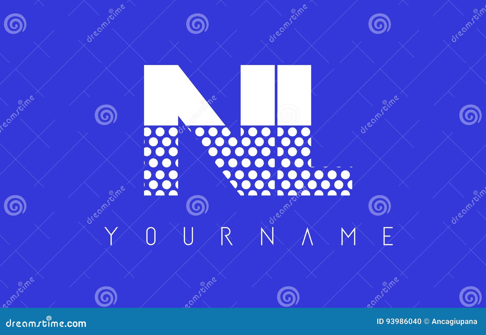 NL N L Dotted Letter Logo Design with Blue Background. Stock Vector ...