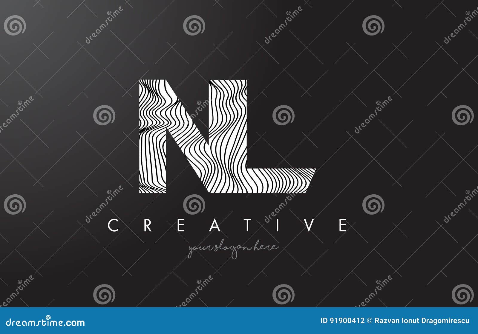 NL N L Letter Logo with Zebra Lines Texture Design Vector. Stock Vector ...