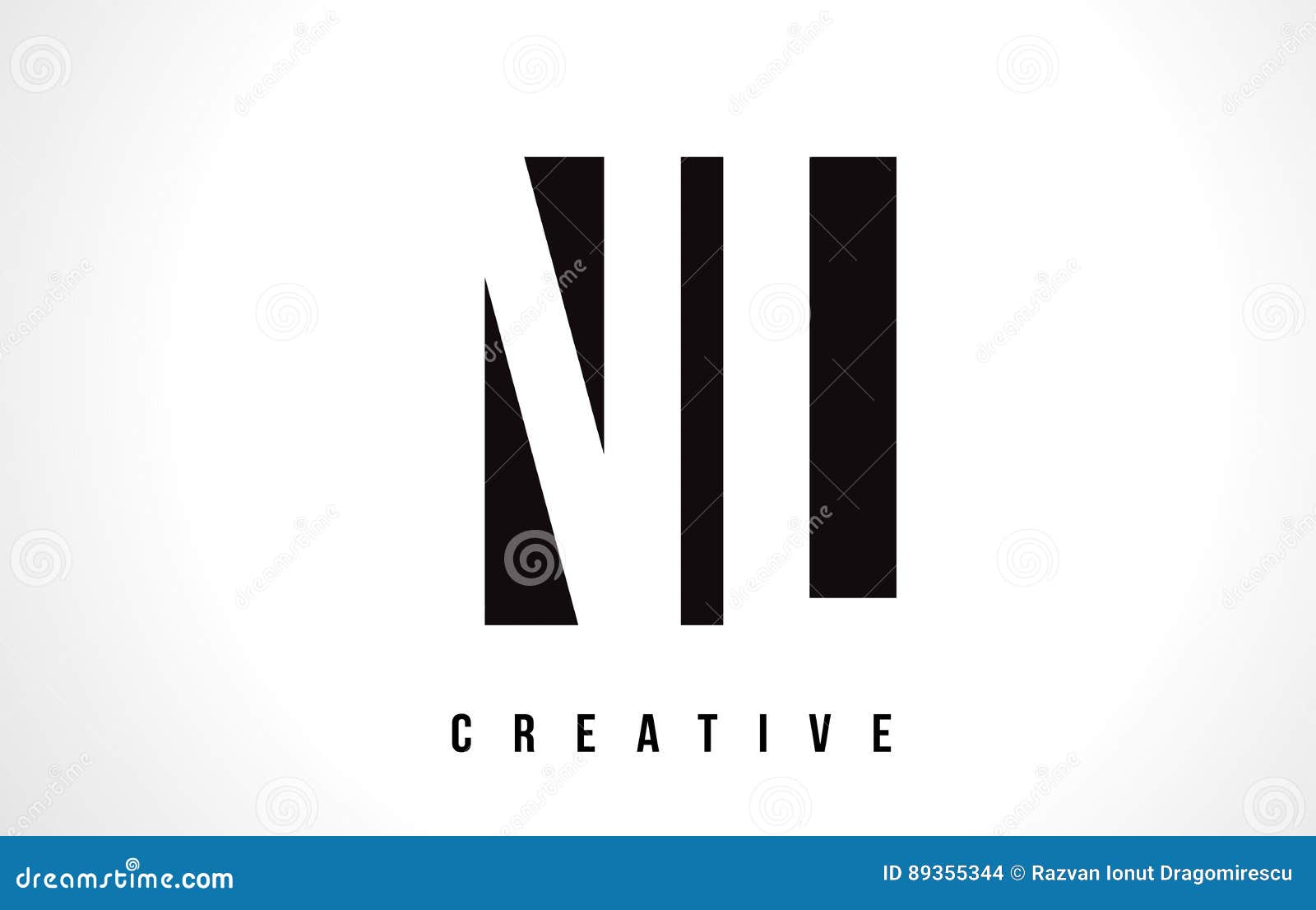 NL N L White Letter Logo Design with Black Square. Stock Vector ...