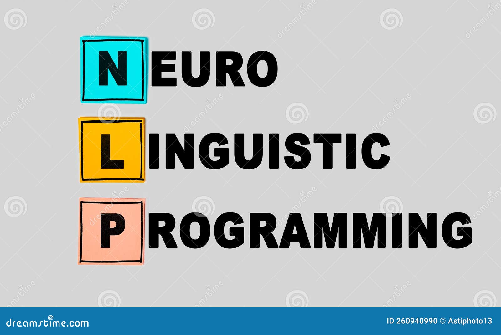 NLP - Abbreviation on Gray Background. Business Concept. Multi Colored ...