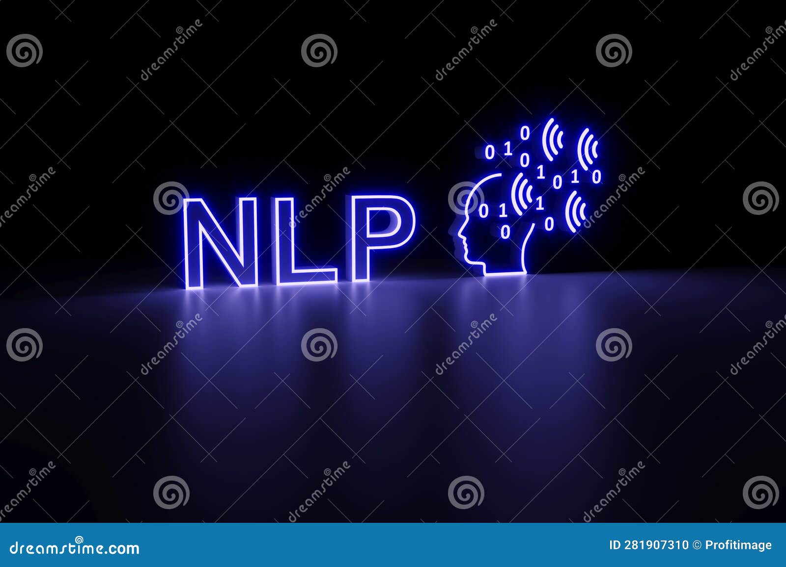 NLP Neon Concept Self Illumination Background 3D Stock Illustration ...