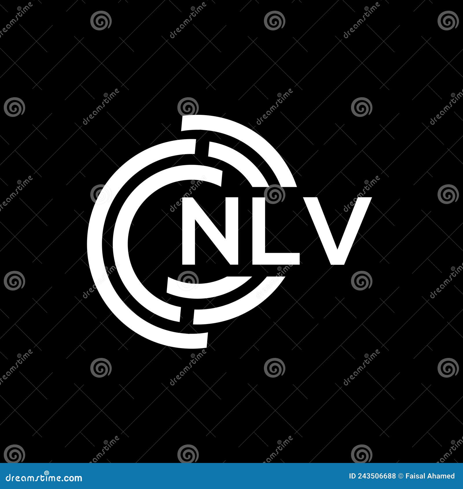 NLV Letter Logo Design on Black Background.NLV Creative Initials Letter ...