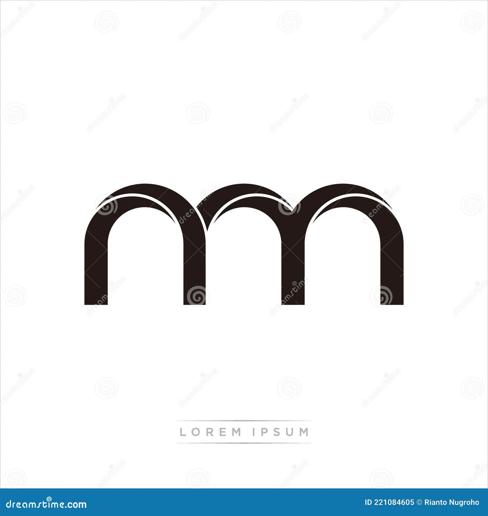 Nm Initial Letter Split Lowercase Modern Monogram Linked Outline ...