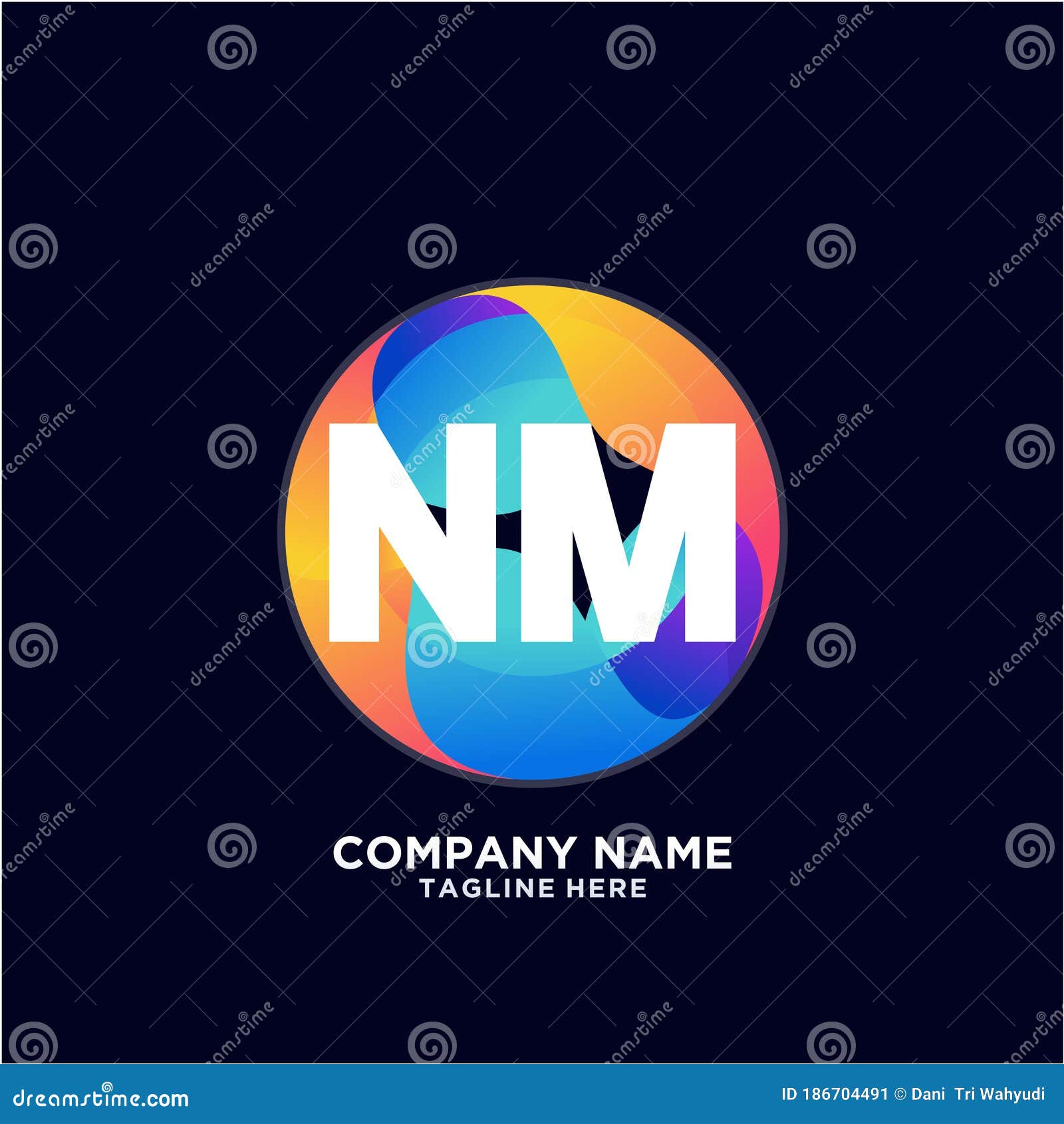 NM Initial Logo with Colorful Circle Template Vector Stock Vector ...