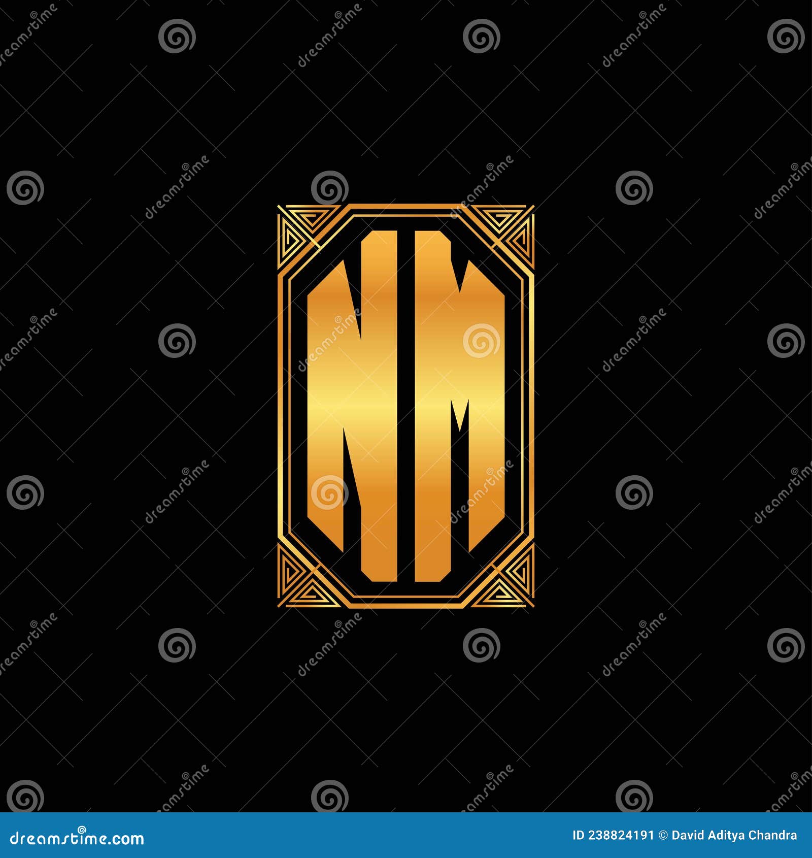 NM Logo Letter Geometric Golden Style Stock Vector - Illustration of ...