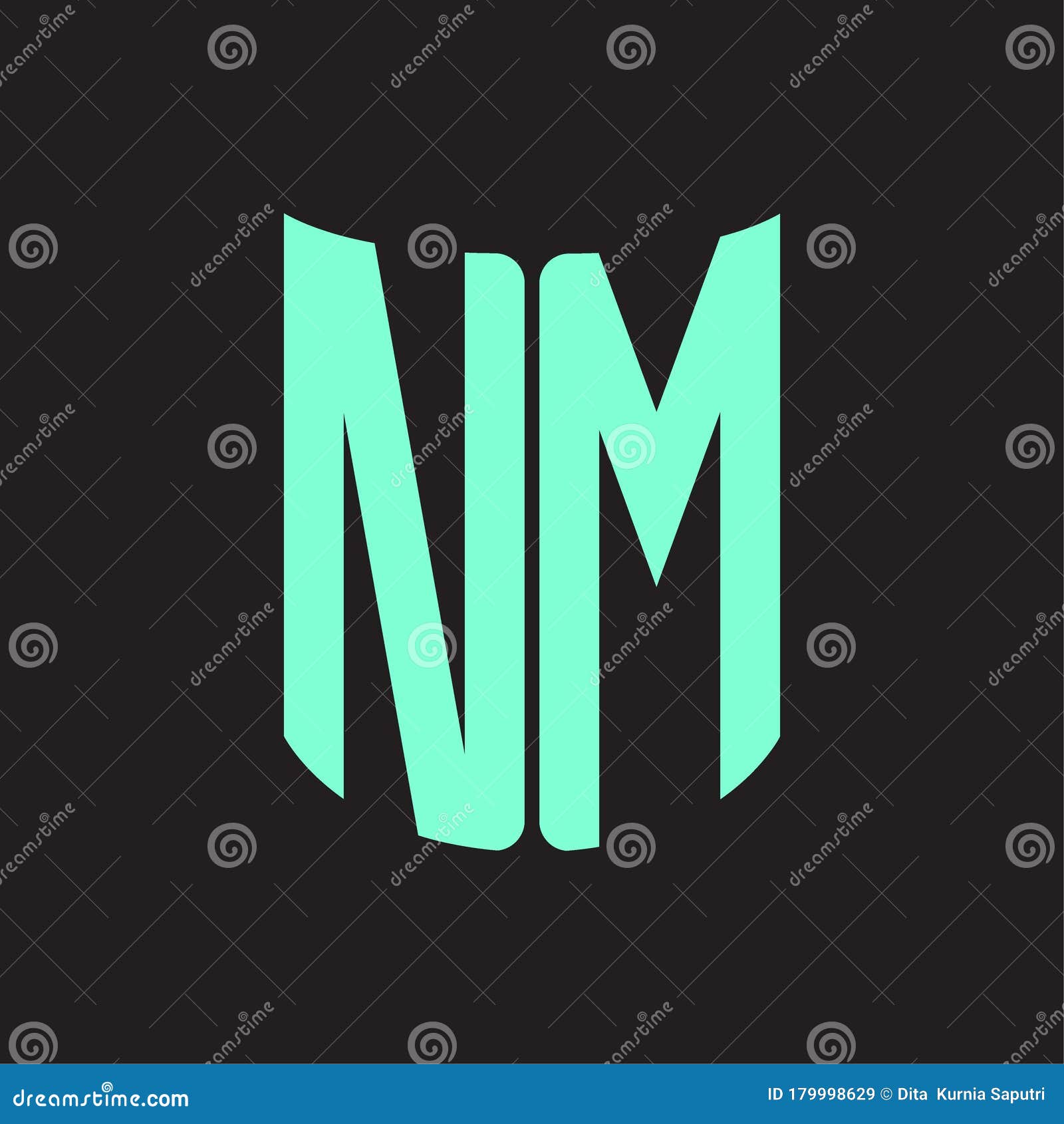 NM Logo Monogram with Ribbon Style Design Template Stock Vector ...