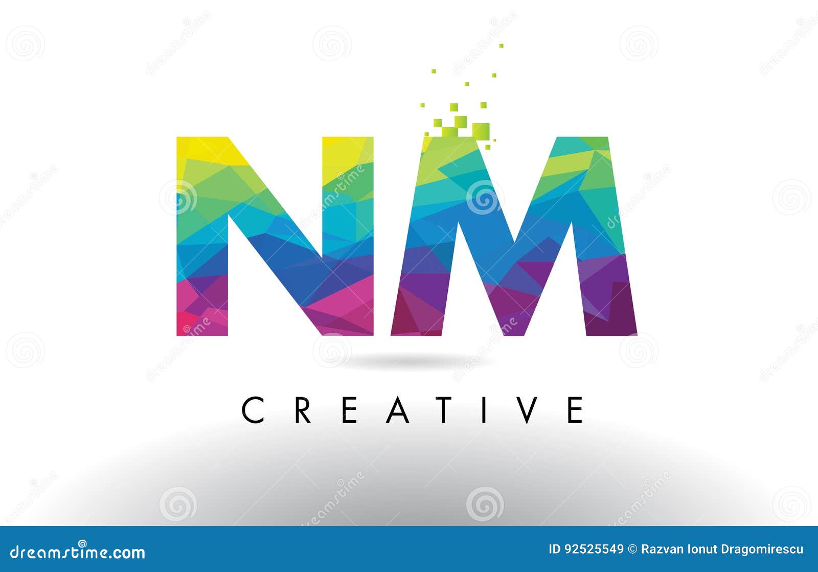 Nm N M Colorful Letter Origami Triangles Design Vector Stock Vector Illustration Of Font