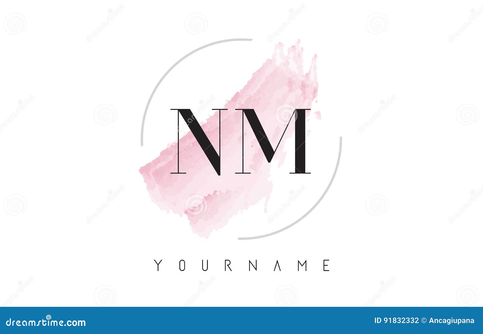 NM N M Watercolor Letter Logo Design with Circular Brush Pattern Stock ...