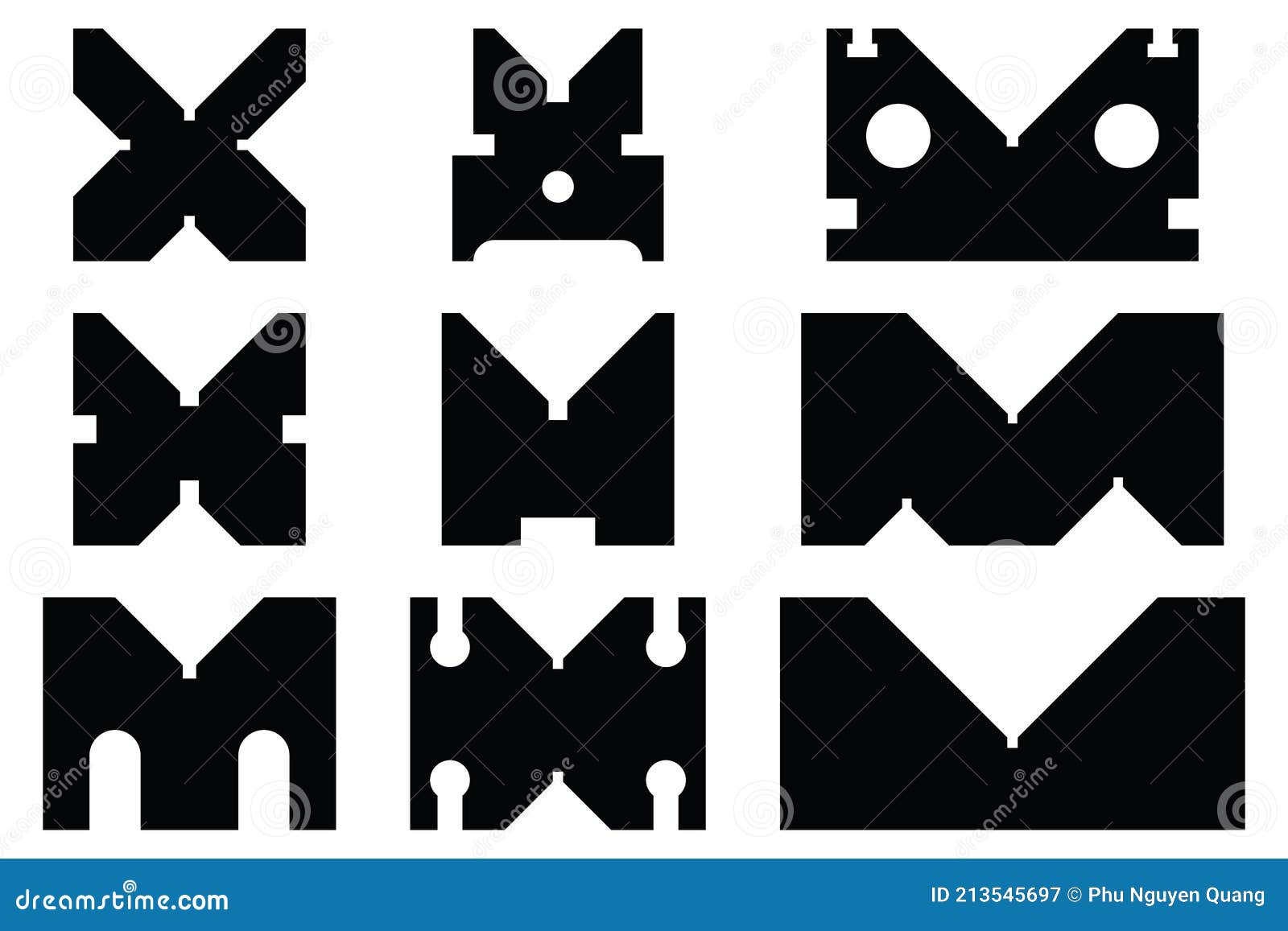 Set of V Block Icons. Measuring Blocks. Silhouette Vector Stock Vector ...