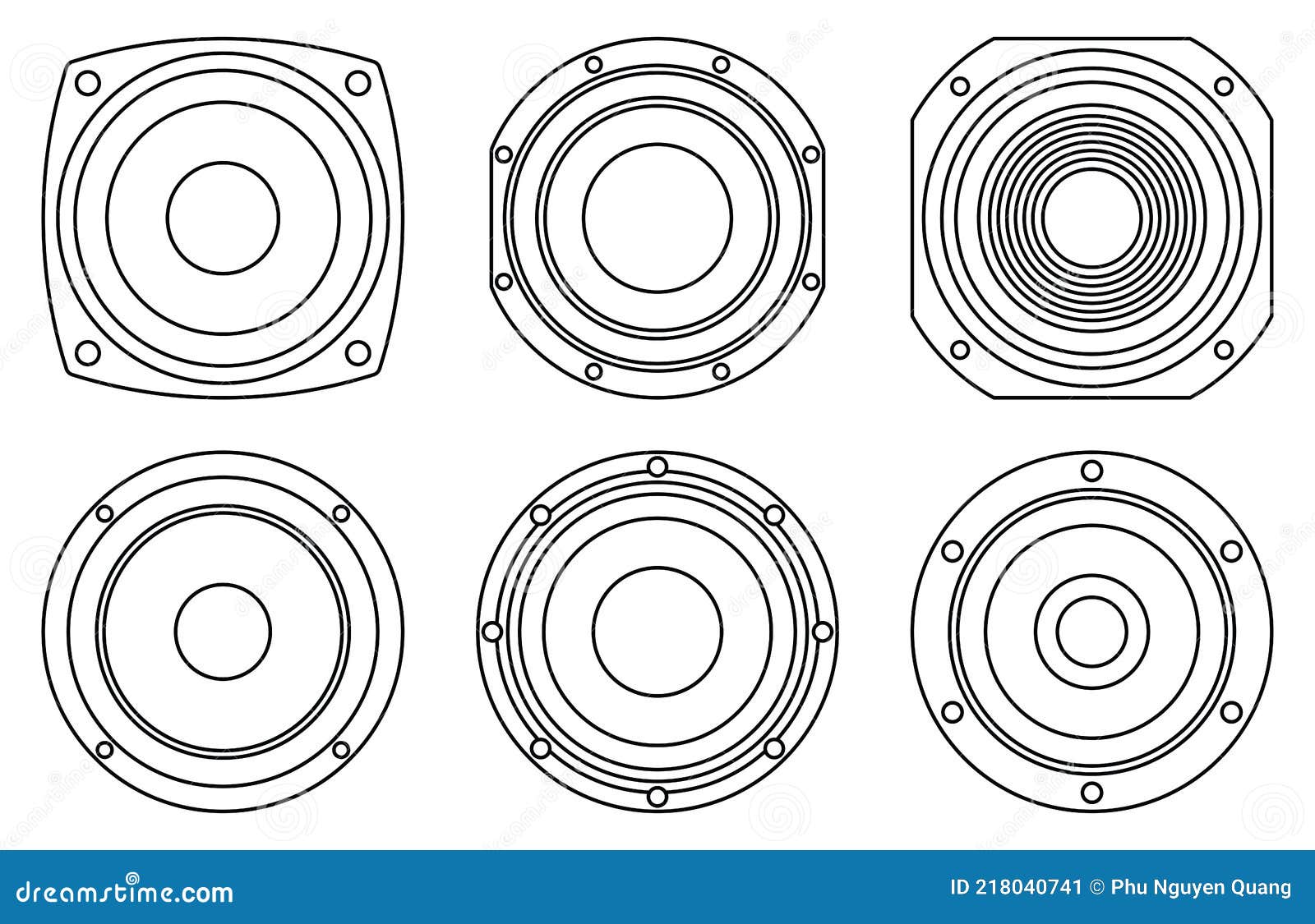 Set Of Speaker Driver Icons. Car Audio. Silhouette Vector ...