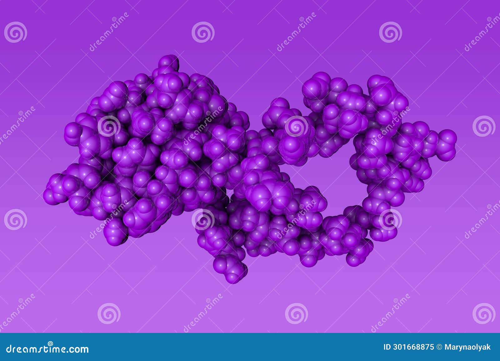 NMR Structure of Proinsulin. Space-filling Molecular Model on Very Peri ...
