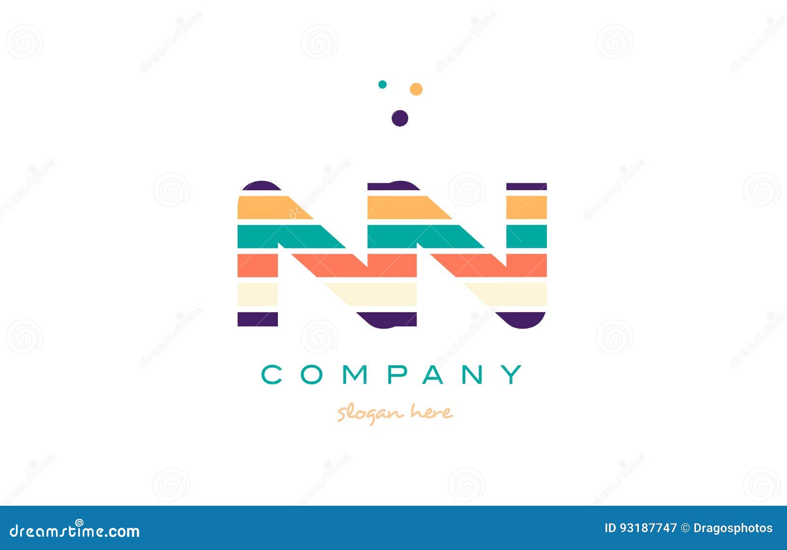 Nn N Line Stripes Pastel Color Alphabet Letter Logo Icon Template Vector Stock Vector