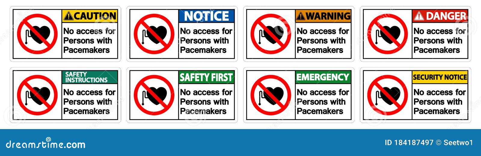 No Access for Persons with Pacemaker Symbol Sign on White Background ...
