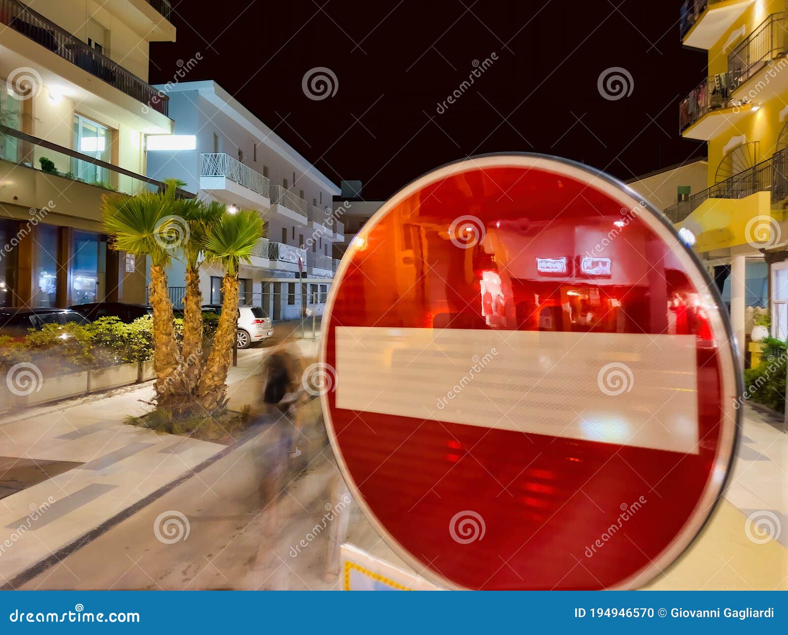 No Access Street Sign at Night Stock Photo - Image of cultures ...
