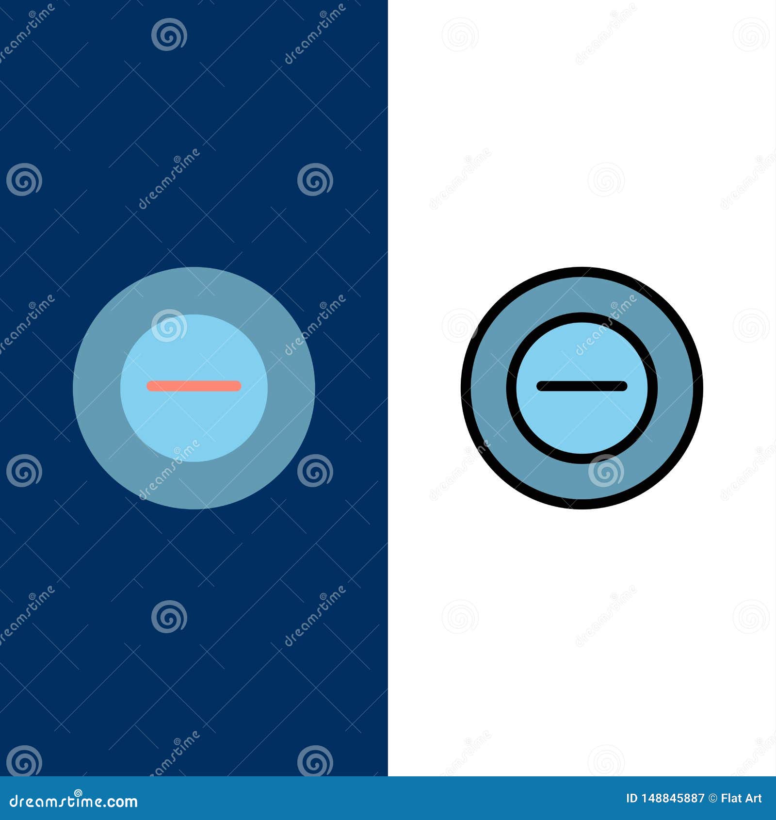 No, Add, less Icons. Flat and Line Filled Icon Set Vector Blue ...