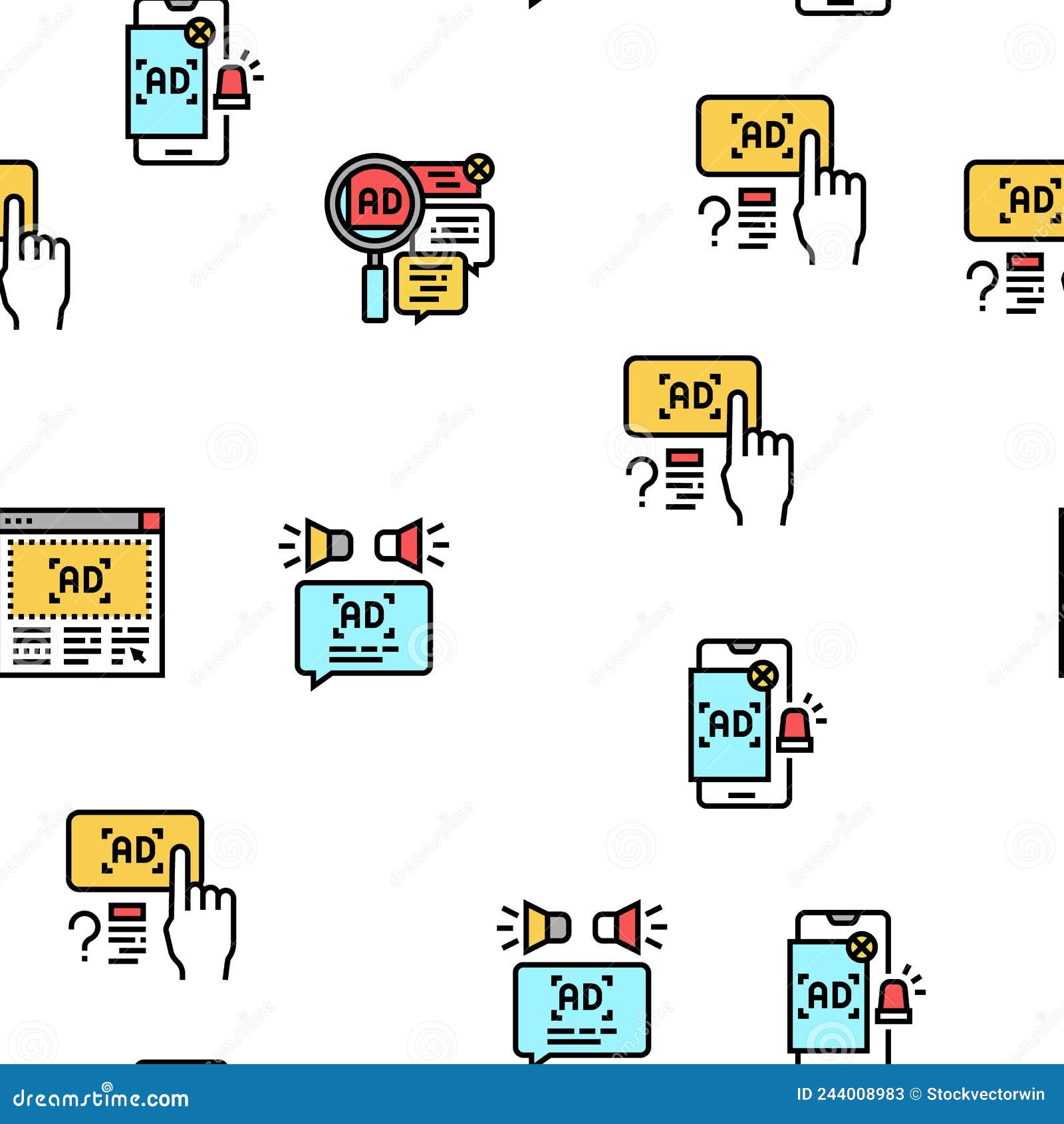 No Ads Advertise Free Vector Seamless Pattern Stock Illustration ...