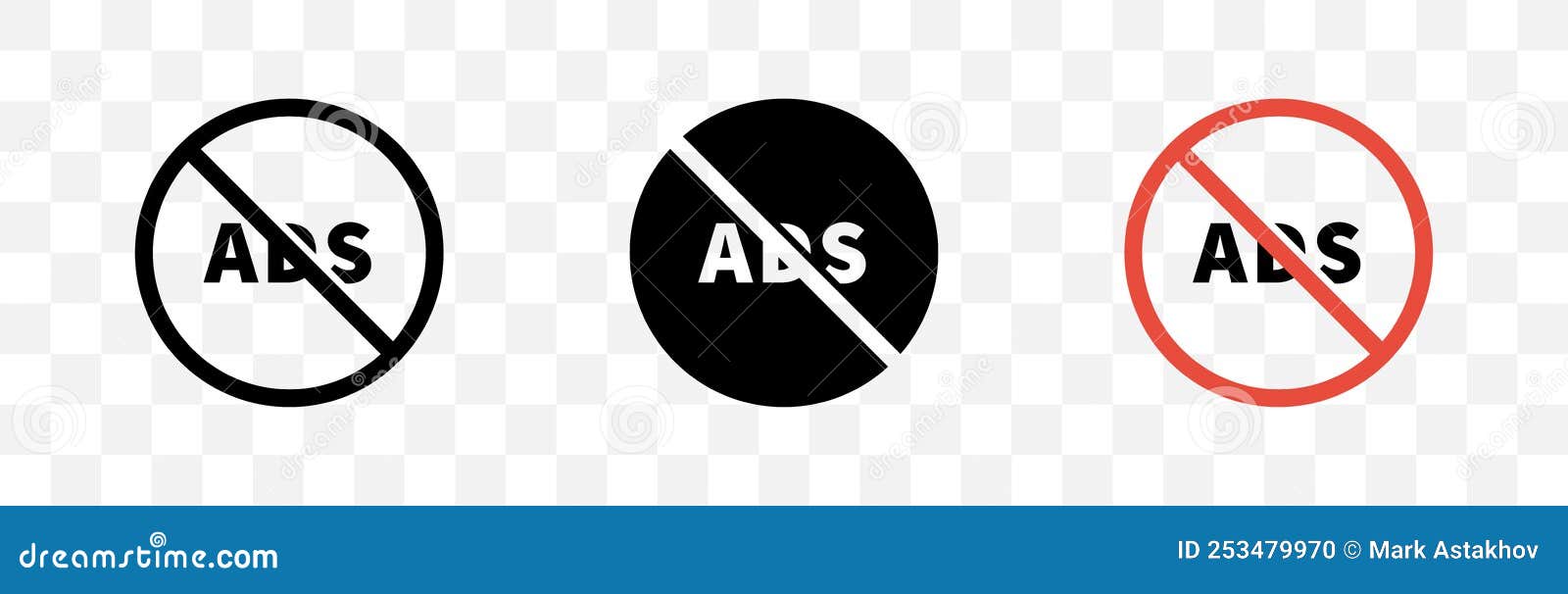 No Ads Icon Set. Vector Isolated Illustration Stock Illustration ...