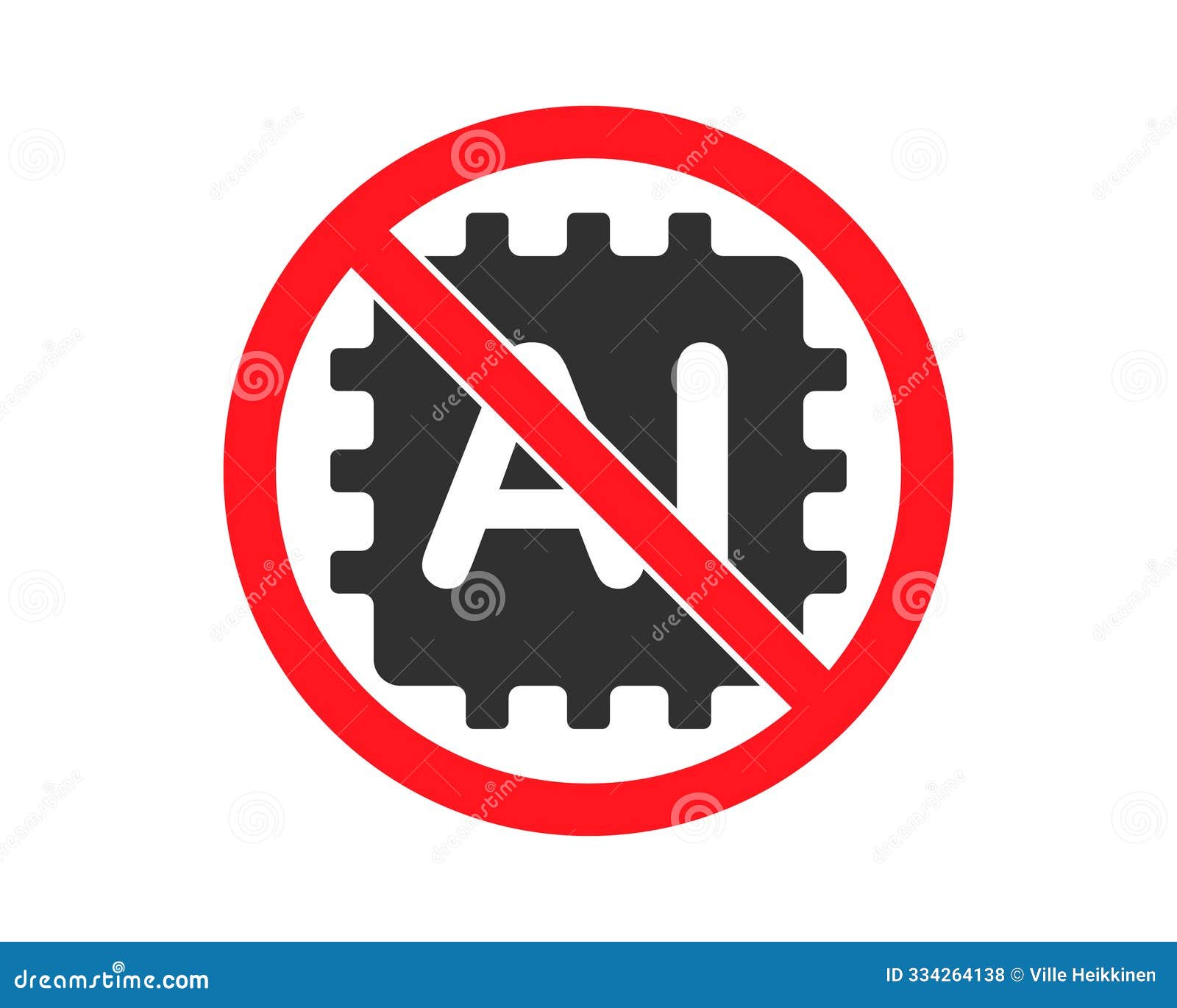 No AI Microchip Machine Learning Prohibited Symbol, AI Not Allowed Icon ...