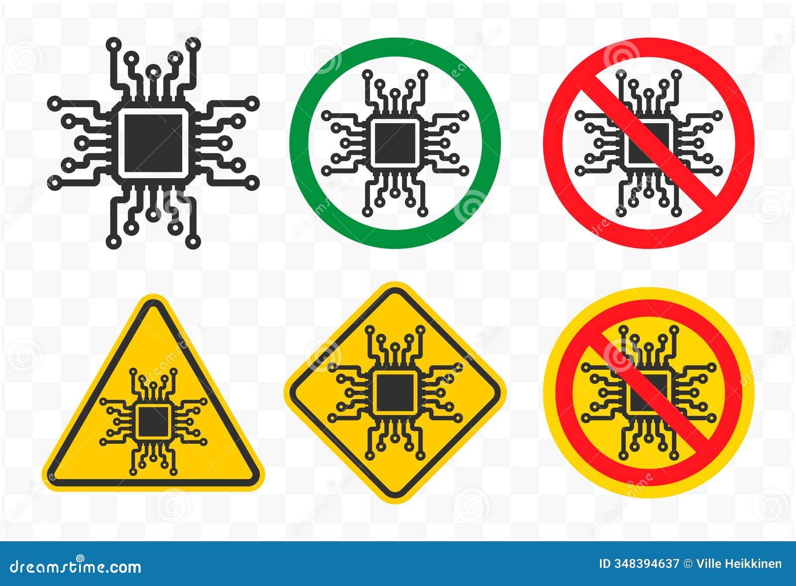 No AI Microchip Machine Learning Prohibited Symbol, AI Not Allowed Icon ...