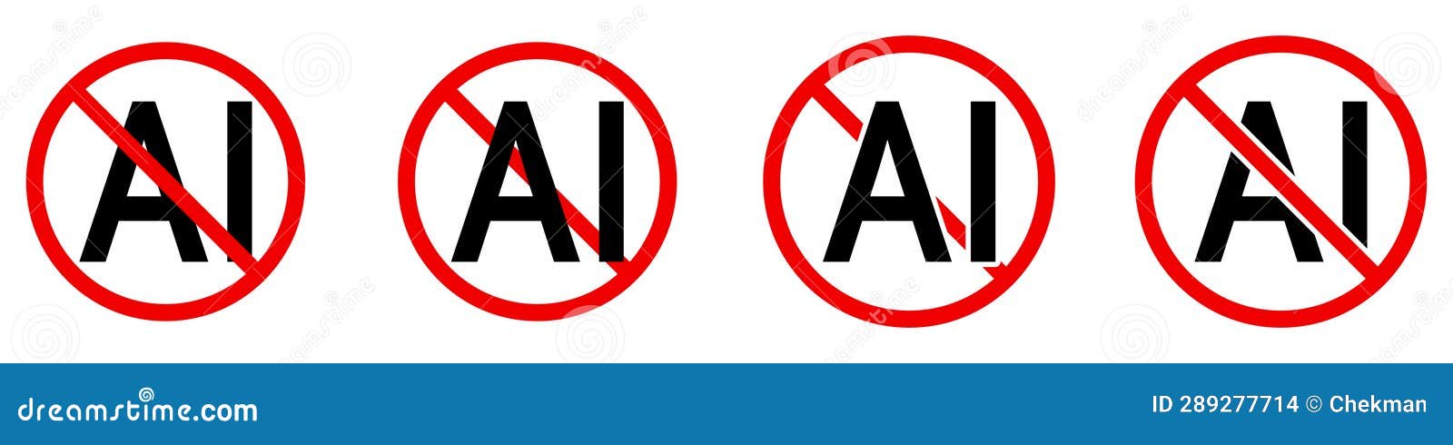 No AI Sign. Prohibition Ai Tools. Set of Icons Stock Vector ...