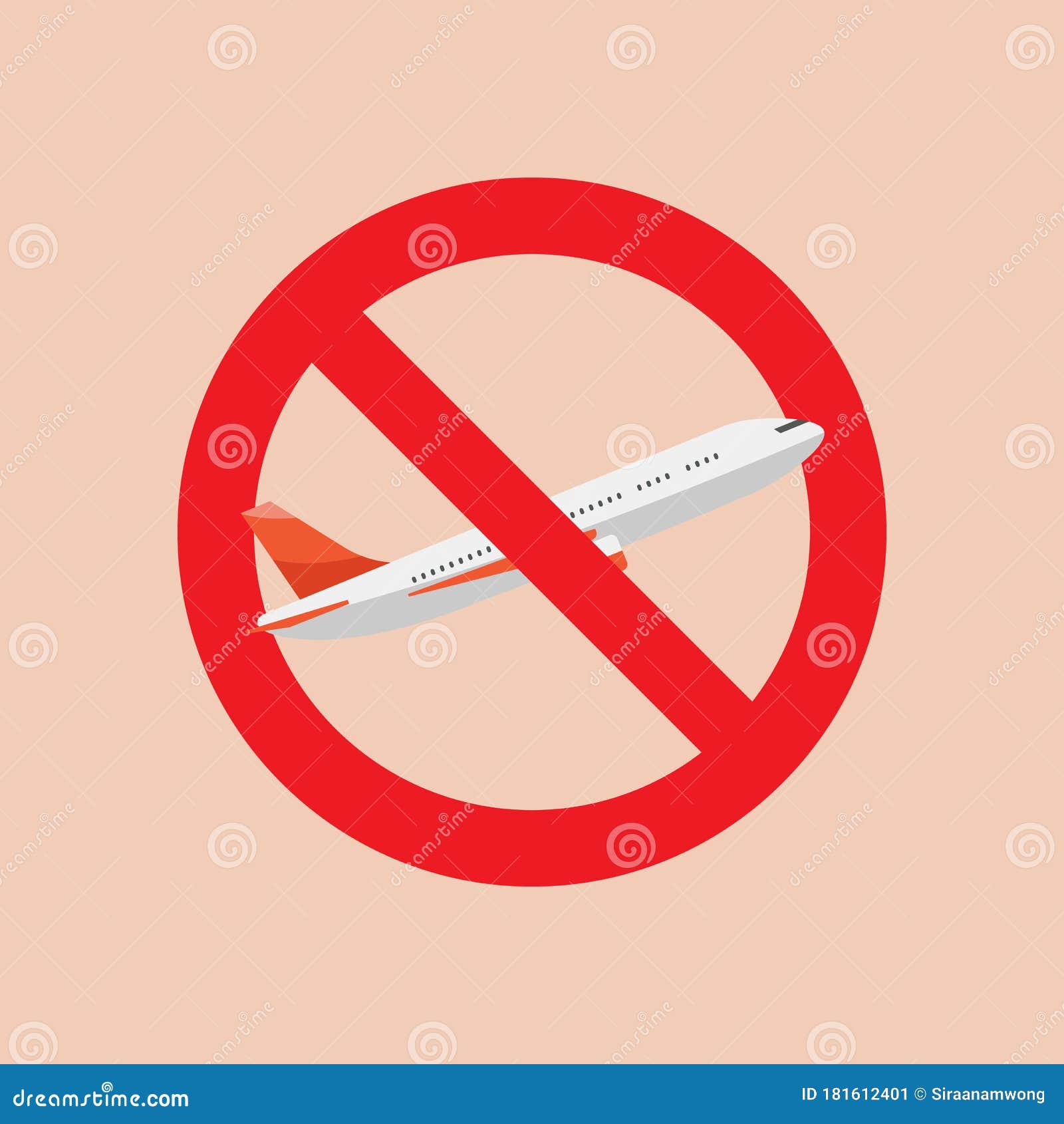 No Airplane Sign Flights Cancellation Stock Vector - Illustration of ...