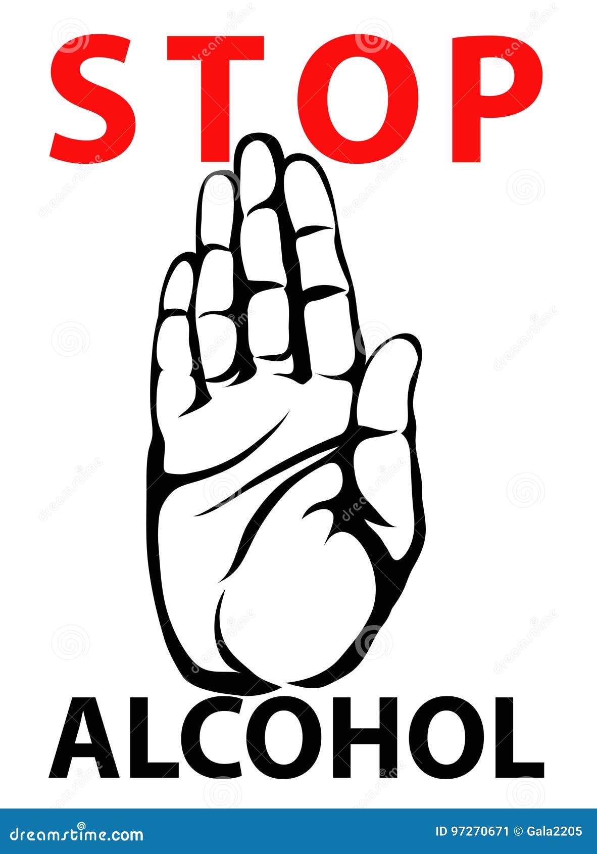 No Alcohol. the Hand Shows a Gesture of Stop. Vector Stock Vector ...