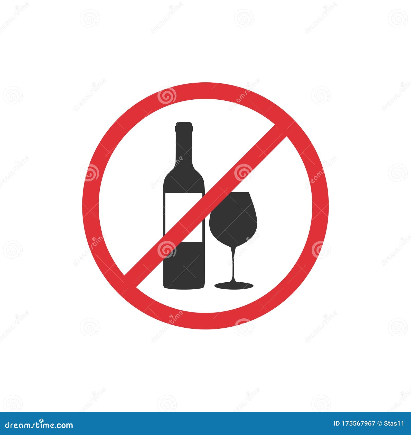 No Alcohol Icon In A Flat Design Vector Illustration Stock Vector