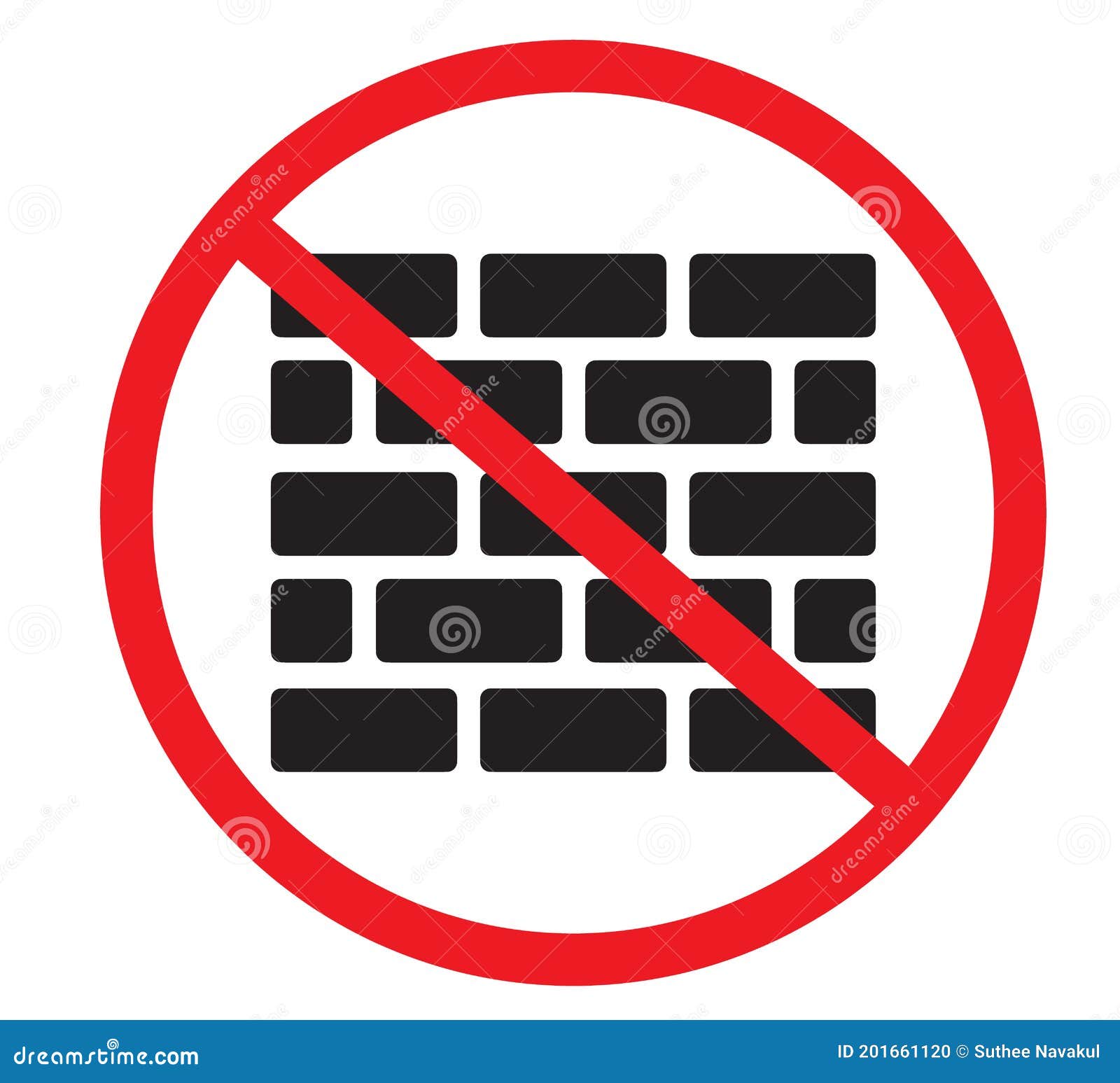 No Allowed Construction Icon on White Background. Forbidden Sign with ...