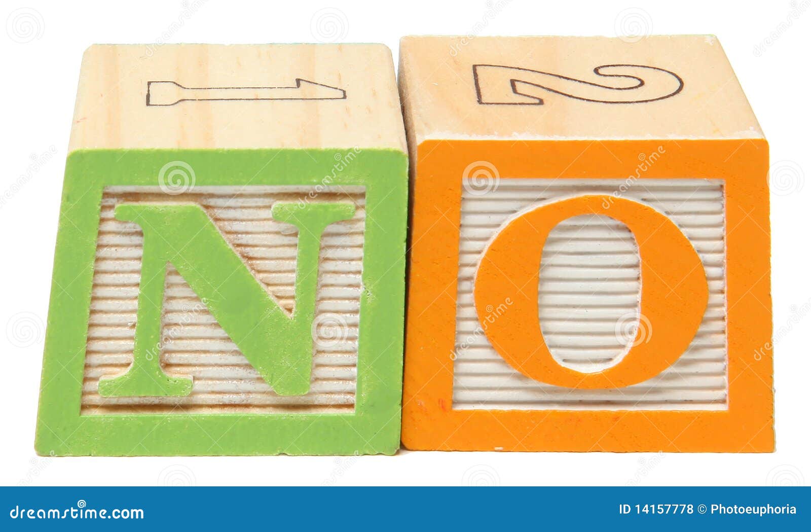 NO in Alphabet Blocks stock photo. Image of decline, negative - 14157778