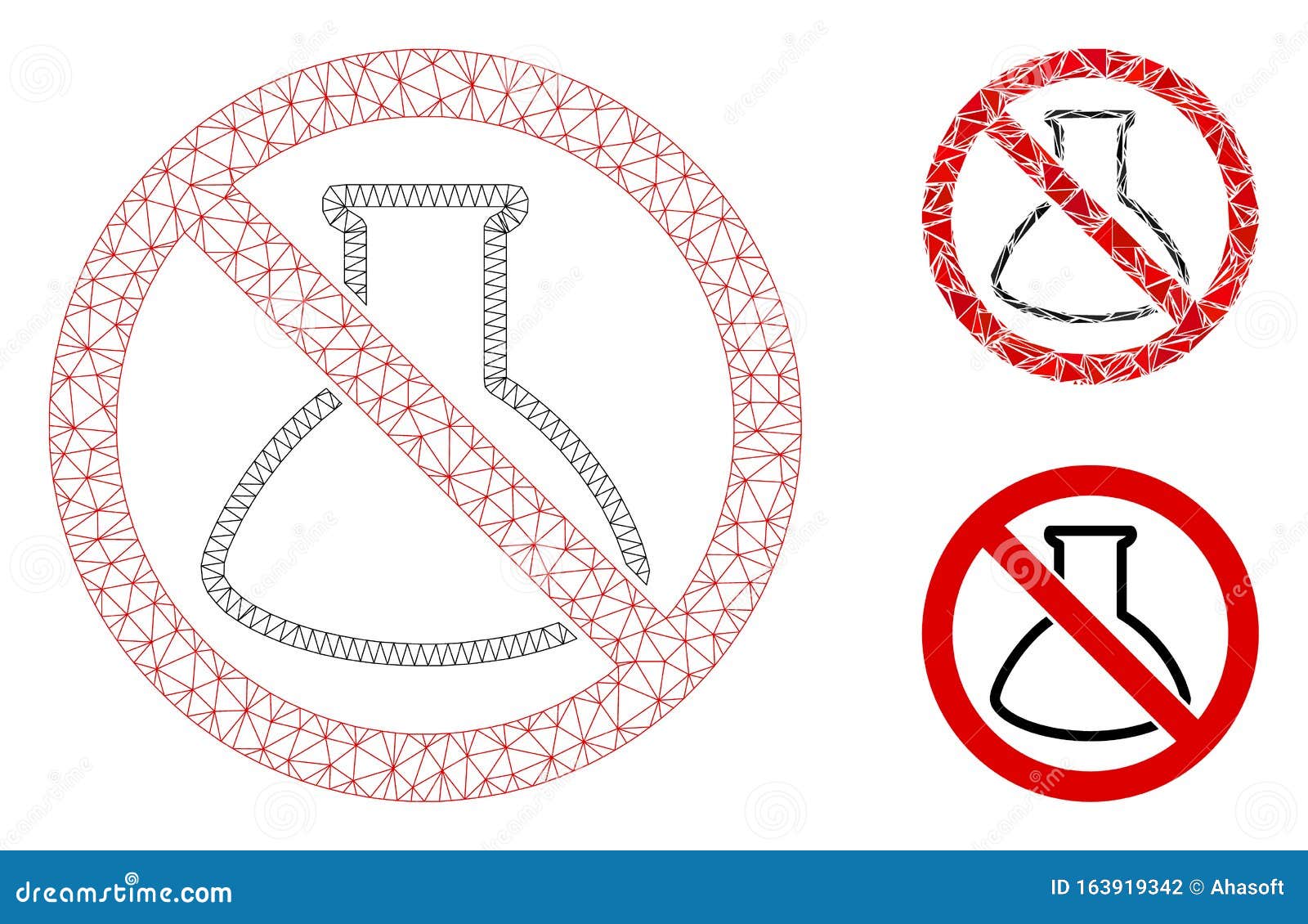 No Analysis Retort Vector Mesh 2D Model and Triangle Mosaic Icon Stock ...