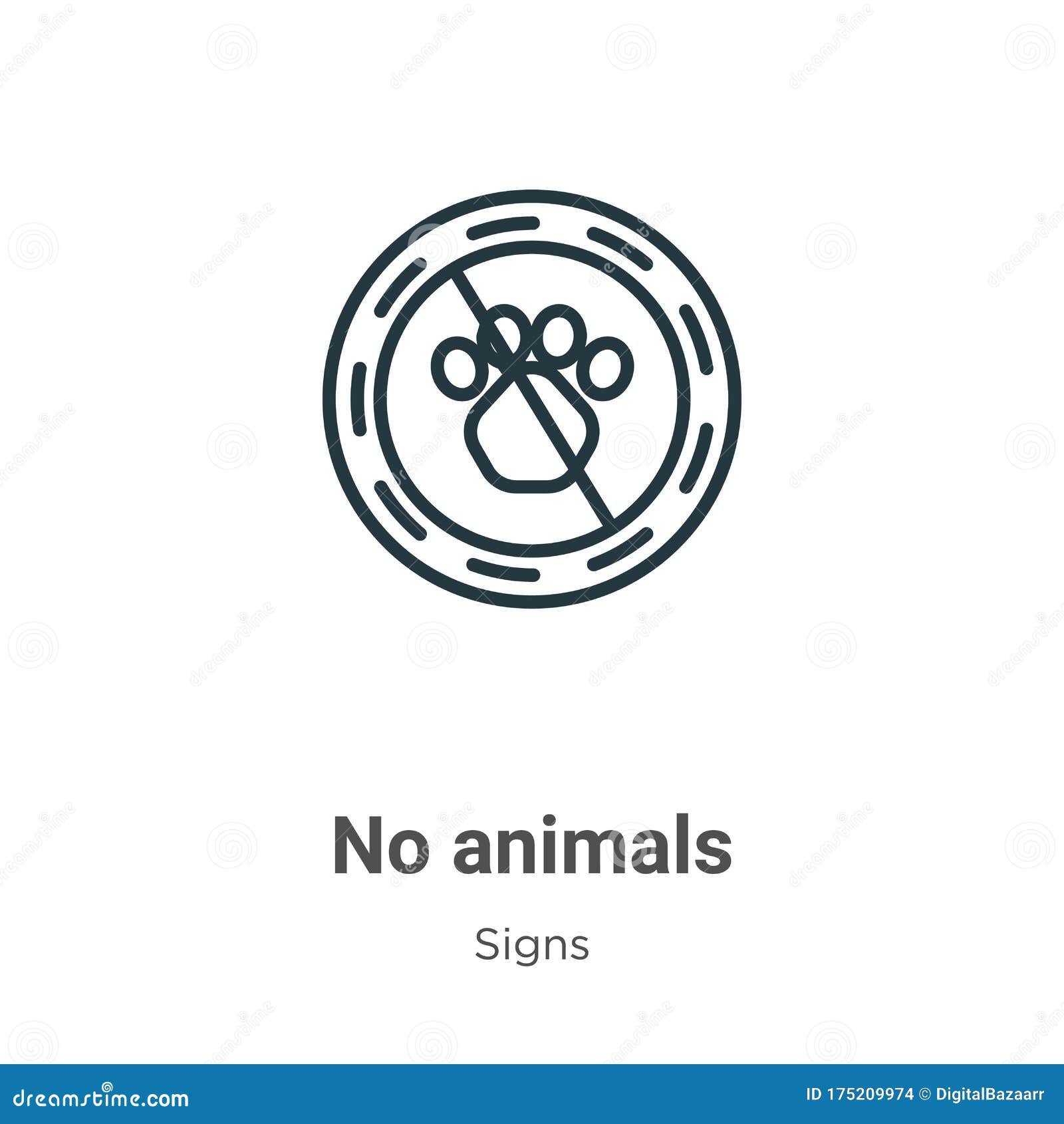No Animals Outline Vector Icon. Thin Line Black No Animals Icon, Flat ...
