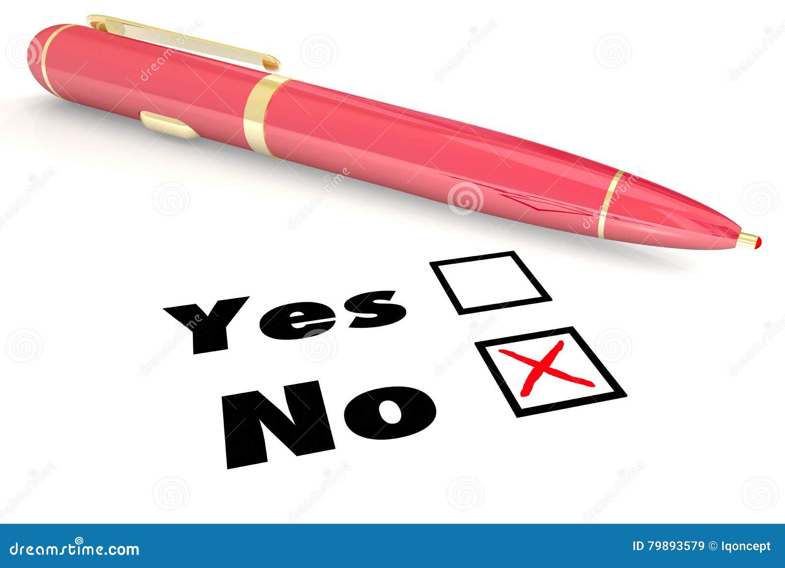No Answer Vs Yes Negative Denial Rejection Pen Check Box Stock ...