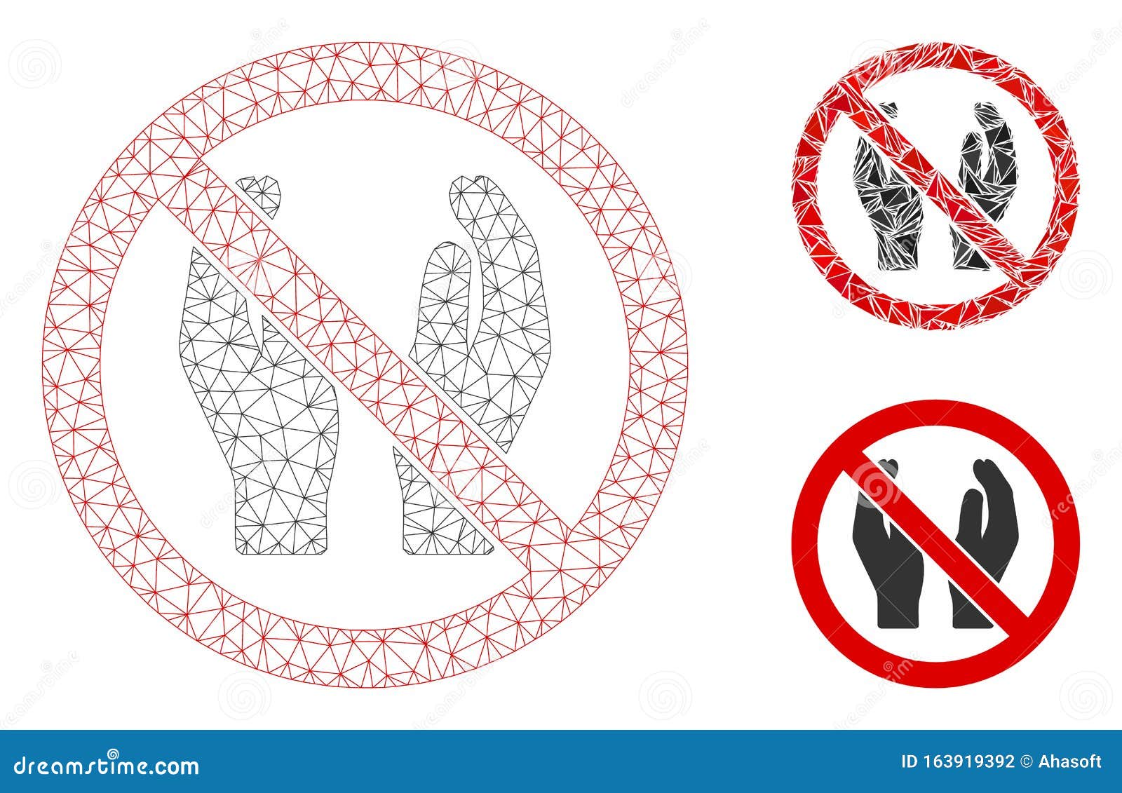 No Applause Vector Mesh 2D Model and Triangle Mosaic Icon Stock ...