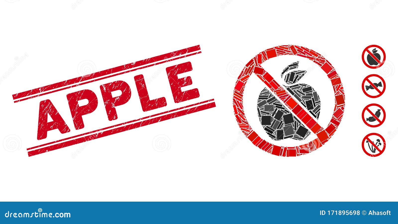 No Apple Mosaic and Grunge Apple Watermark with Lines Stock Vector ...
