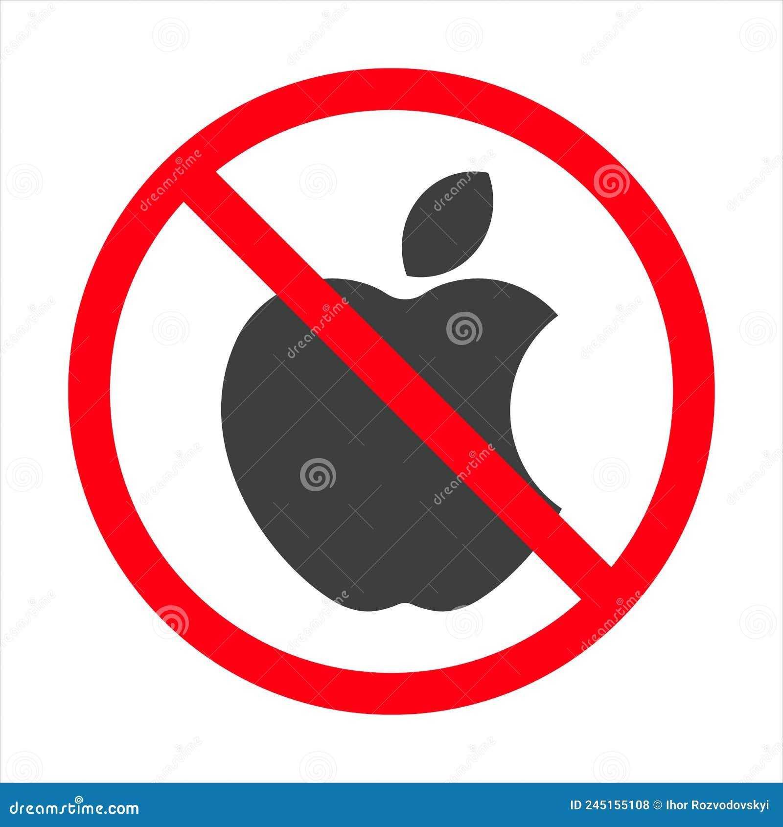 No Apple Sign on White Background. EPS 10 Stock Vector - Illustration ...