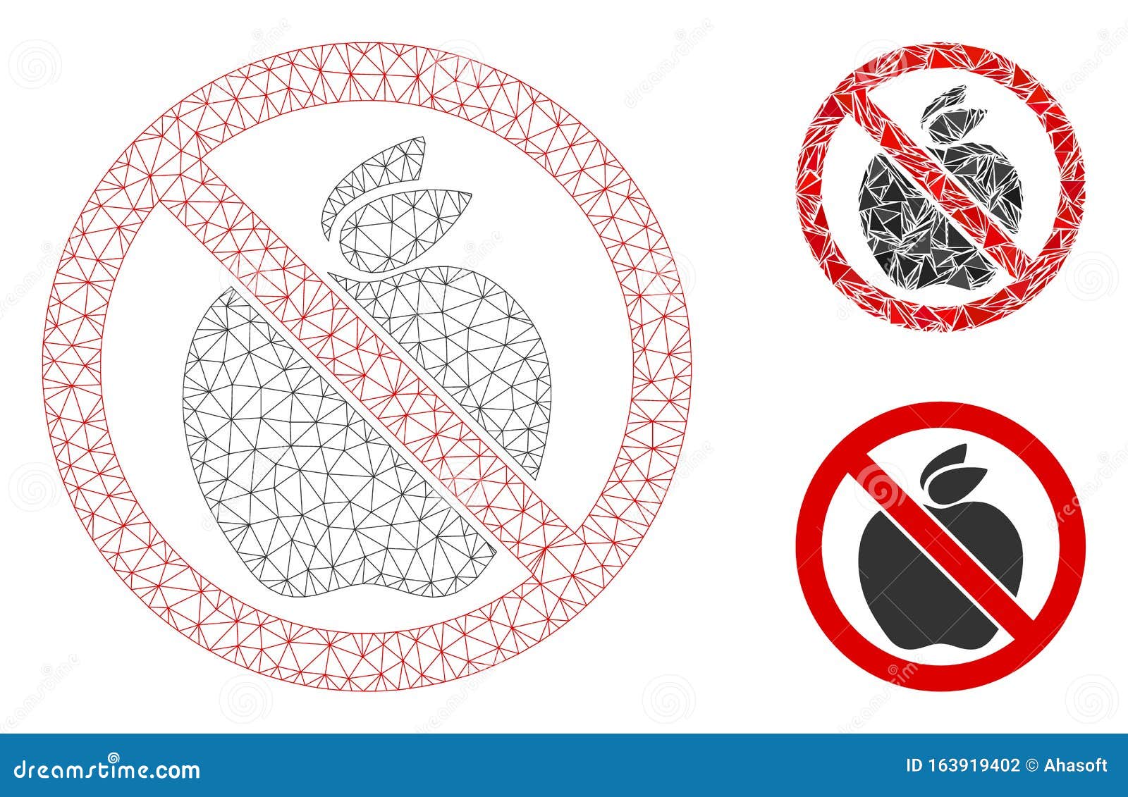 No Apple Vector Mesh Network Model and Triangle Mosaic Icon Stock ...