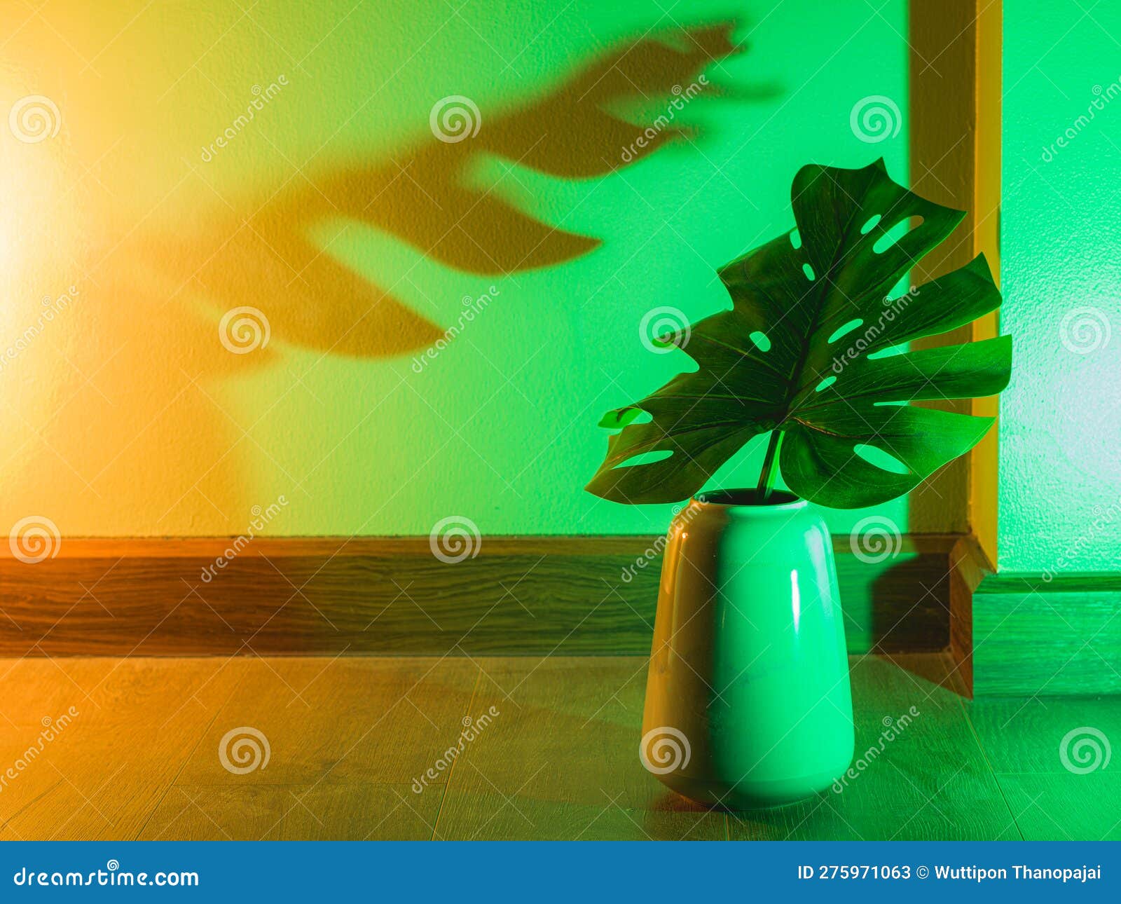 NO.2 Atificial Plastic Leaf Play Color Light Stock Image - Image of ...