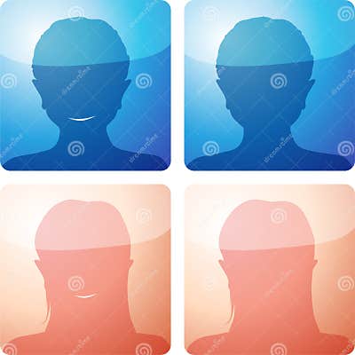 No avatar - four icon set stock vector. Illustration of silhouette ...